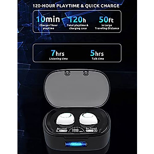 VOLT PLUS TECH Wireless V5.1 PRO Earbuds Compatible with Samsung Galaxy J7 Prime IPX3 Bluetooth Touch Waterproof/Sweatproof/Noise Reduction with Mic (White)