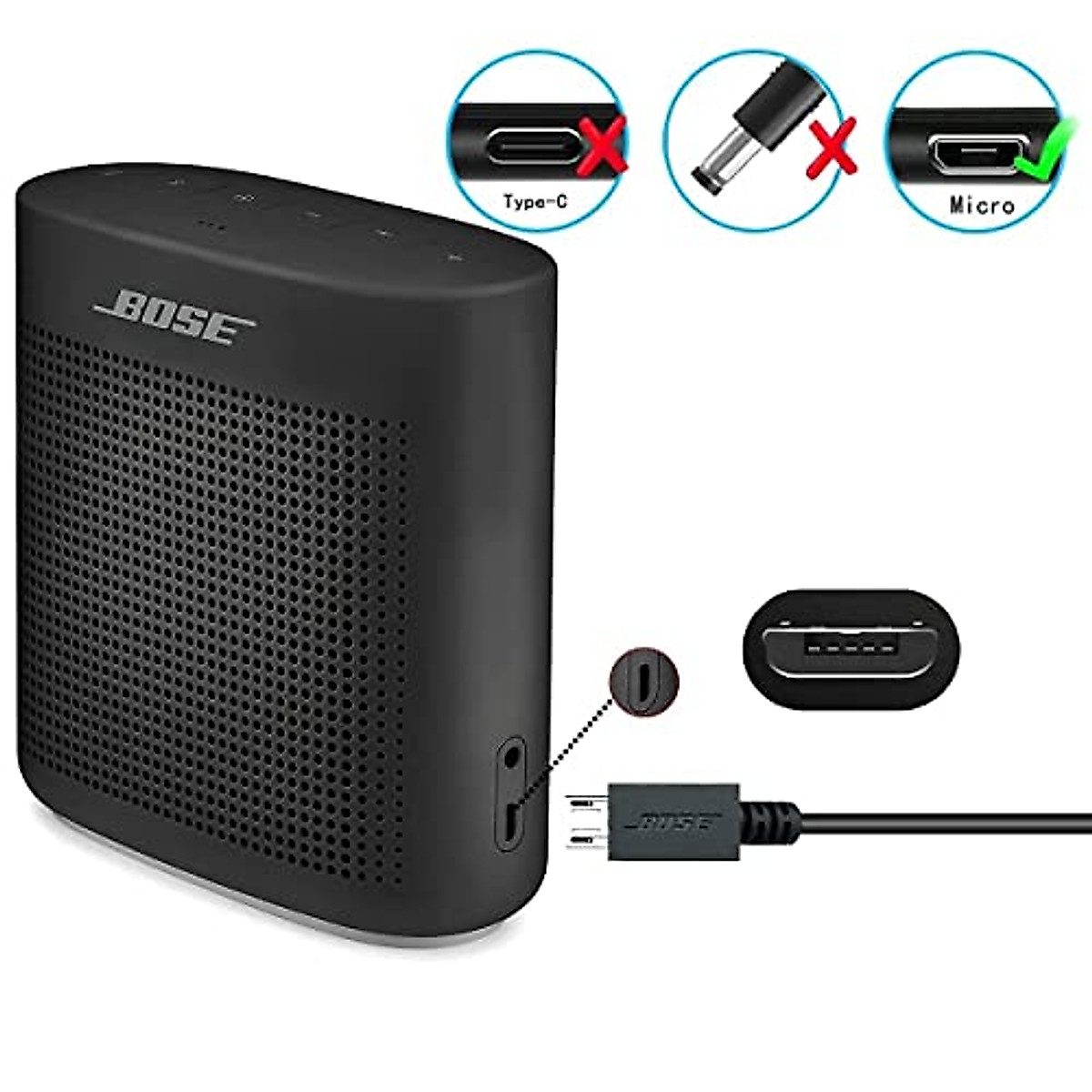 Replacement Charger Charging Cord Cable for Bose SoundLink Color I/II Speaker, SoundLink Micro, SoundLink Mini 2 II, SoundLink Revolve Portable Speaker & QuietComfort 35 I/II Headphones