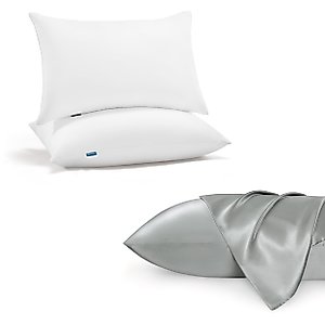 Bedsure Satin Pillowcase Standard Set of 2 and Bedsure Pillows Standard Set of 2