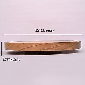 EDHAS Round Acacia Wood Cake Stand,Cake Display Server Tray for Kitchen,Birthday Parties,Weddings,Baking Gifts (12" x 12" x 1.75")