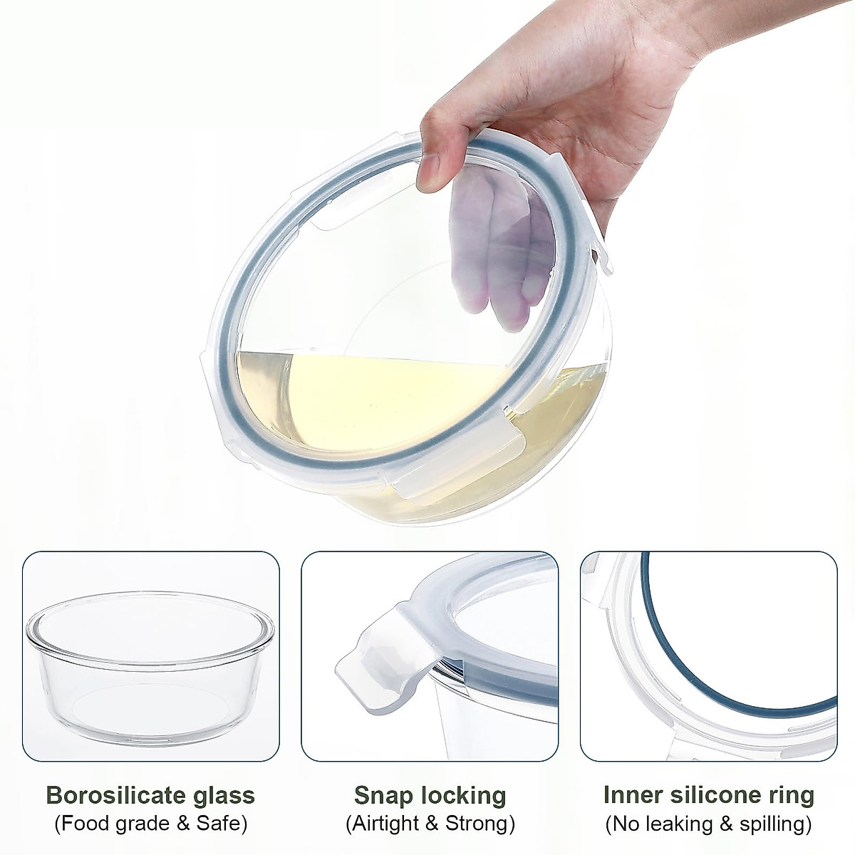 BAYZZ 30 Pieces Glass Meal Prep Containers, Airtight Glass Food Storage Containers, Glass Lunch Containers with Lids, Microwave and Dishwasher Friendly