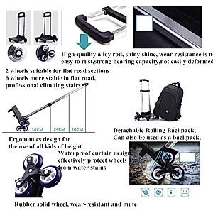 VIDOSCLA Elementary Trolley Backpack Senior High School Rolling Carry-on Luggage Book Bag with Wheels for Teens