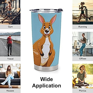 LHDGSJE Funny Cartoon Kangaroo Zoo 20 Oz Tumbler Stainless Steel Coffee Mug Reusable Travel Mug Leak-proof Large Capacity Car Cup Insulated Tumbler Fits in Car Cup Holder
