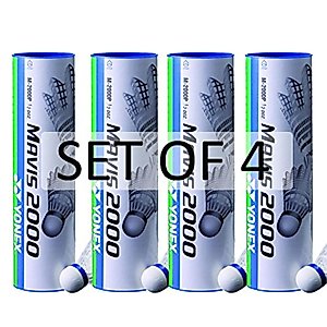 YONEX Mavis 2000 Nylon White Badminton Shuttlecock (4 Tubes pkg)
