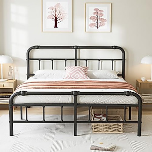 ZIYOO California King Bed Frames with Headboard and Footboard, 14 Inch High, Heavy Duty Steel Slats Up to 3500lbs Support, No Box Spring Needed, Easy Assembly, Noise-Free Platform-Black