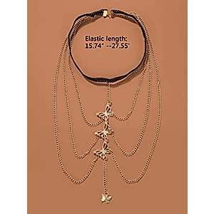 Body Chain Jewelry for Women Boho Butterfly Thigh Chain Leg Chain Jewelry Rhinestone Thigh Harness Stretch Body Jewelry for Nightclub Beach Outfits Accessories(Gold Butterfly)