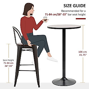 HOMCOM 42" H Bar Height Round Bar Table, Rustic Industrial Pub Table, Elm Wood Top Bistro Table with Metal Base