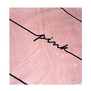Victoria's Secret Pink Sherpa Blanket Chalk Rose Black Love Pink Logos
