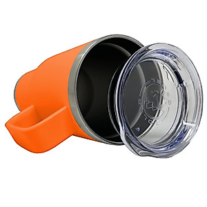 LaserGram 20oz Vacuum Insulated Travel Mug with Handle, Crab, Personalized Engraving Included (Orange)