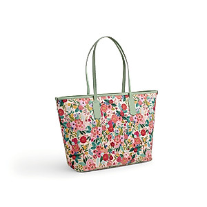 RIFLE PAPER CO. Everyday Tote Bag | for Beach, Gym, Travel and More, Shoulder Bag for Women, Adjustable Snap Tab Closure, 8" Interior Slip Pocket (19" L × 6" W × 12" H), Garden Party