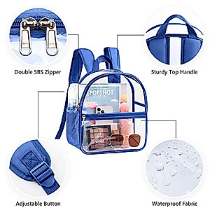 Clear Mini Backpack, Mossio See Through PVC Bookbag with Reinforced Padded Straps for College Workplace Blue