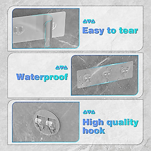 FELOOW Shower Caddy Adhesive Replacement, 2 Pack shower shelf adhesive, gold adhesive hooks for shower No Drilling, for Soap Holder, Bathroom Storage Shelves and Kitchen Racks (Transparent)