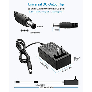 ALITOVE 12V 3A Power Supply Adapter 100~240V AC to DC 12 Volt 3 Amp 36W Converter 12 vdc 3000mA 2.2A 2.4A 2.5A 2.8A Available 5.5mm x 2.5mm 2.1mm for LED Strip Light CCTV Security Camera Router