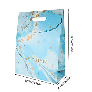 Gadpiparty 10Pcs Paper Gift Bags with Handle Marble Pattern Present Bags Decorative Party Favors Bags Elegant Goodie Bags for Christmas Wedding, Blue