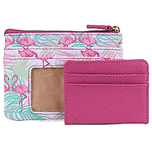 Julia Buxton Flamingo Printed Vegan Leather lg. ID coin case