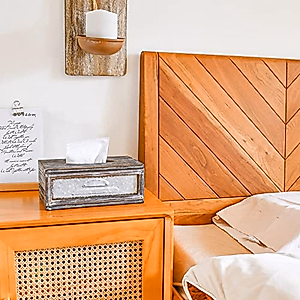 Rectangular Tissue Box Cover Rustic Wooden Tissue Box Cover Farmhouse Facial Tissue Box Holder Distressed Wood Tissues Napkin Box with Magnet Design for Bathroom Bedroom Dinner Table Office Home Decor