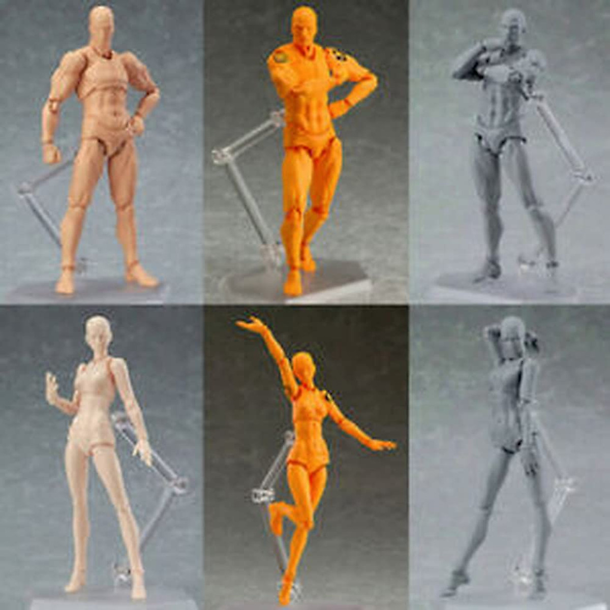 ausuky 1/12 She/He Figure Body Model Body Kun Set PVC 6" Flexible Action Toy (Skin,Woman)