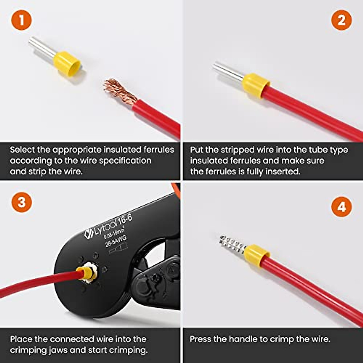 Ferrule Crimping Tool Kit, Lytool Wire Crimper Pliers (AWG28-5/0.08-16mm²), Wire Ferrule Kit with Hexagonal Ferrule Crimper and 1000PCS Ferrule Connectors Wire Ferrules Terminals Kit