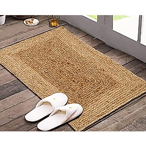 Bedding Craft Hand Woven Farmhouse 2x3 Ft Tightly Braided Chindi and Jute Rug 24x36 Natural – Reversible Durable Sustainable for Home Décor
