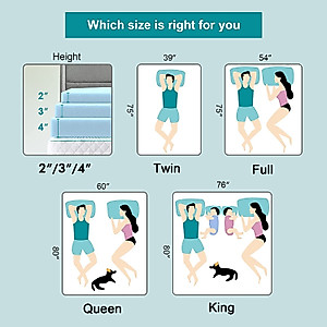 iHomy 3 Inch Memory Foam Mattress Topper Cooling Gel Infused Queen Mattress Toppers with Removable Breathable Cover (Queen, 3 Inch)