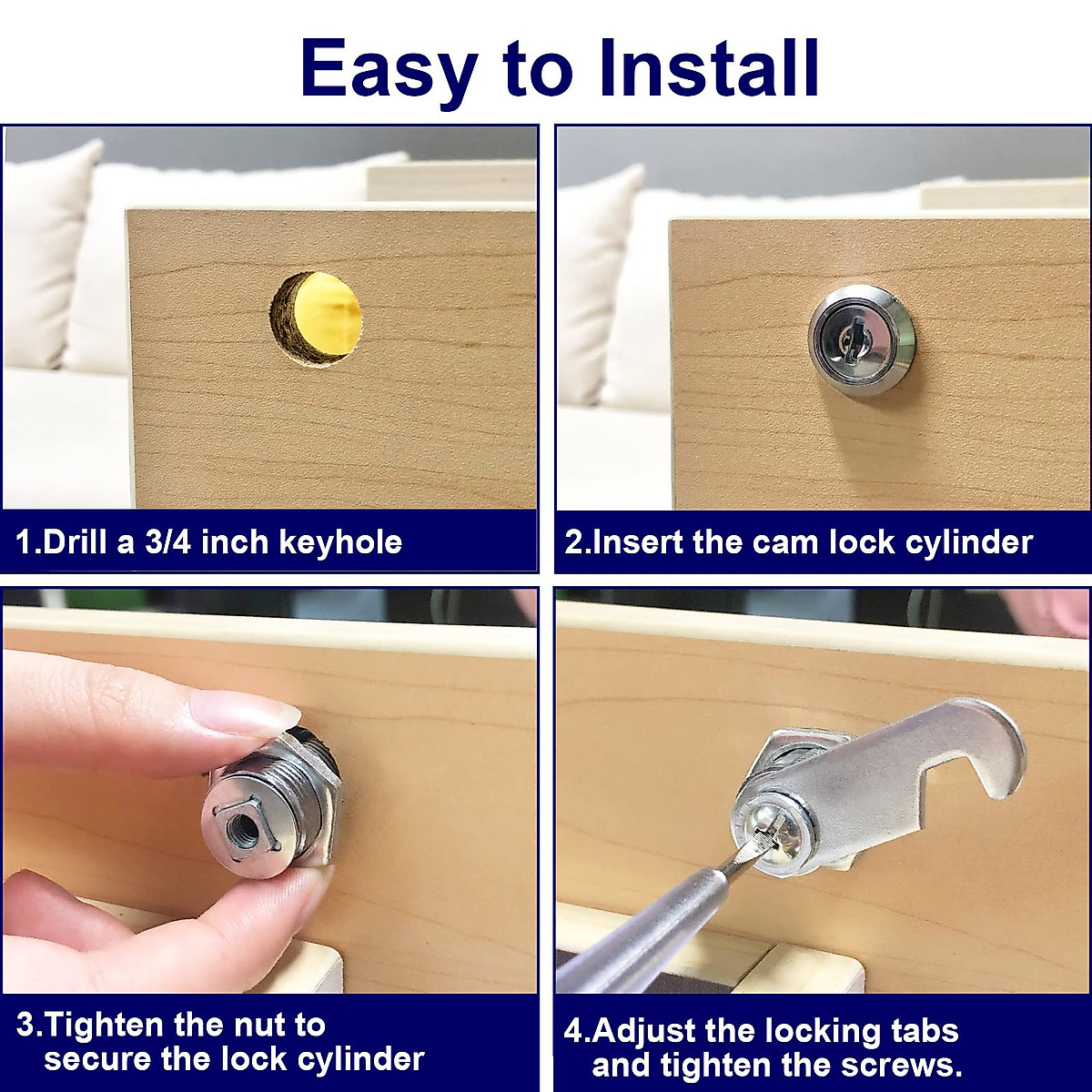 Jayseon 3 Pack Mailbox Lock Cabinet Locks with Key, RV Cam Lock 5/8" Keyed Alike, Mailbox Locks Replacement for Drawer Toolbox RV Storage Door, Zinc Alloy