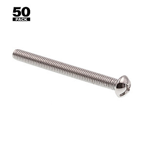 Prime-Line 9004445 Machine Screw, Round Head, Slotted/Phillips Combo, #10-32 X 2 in, Grade 18-8 Stainless Steel, Pack of 50