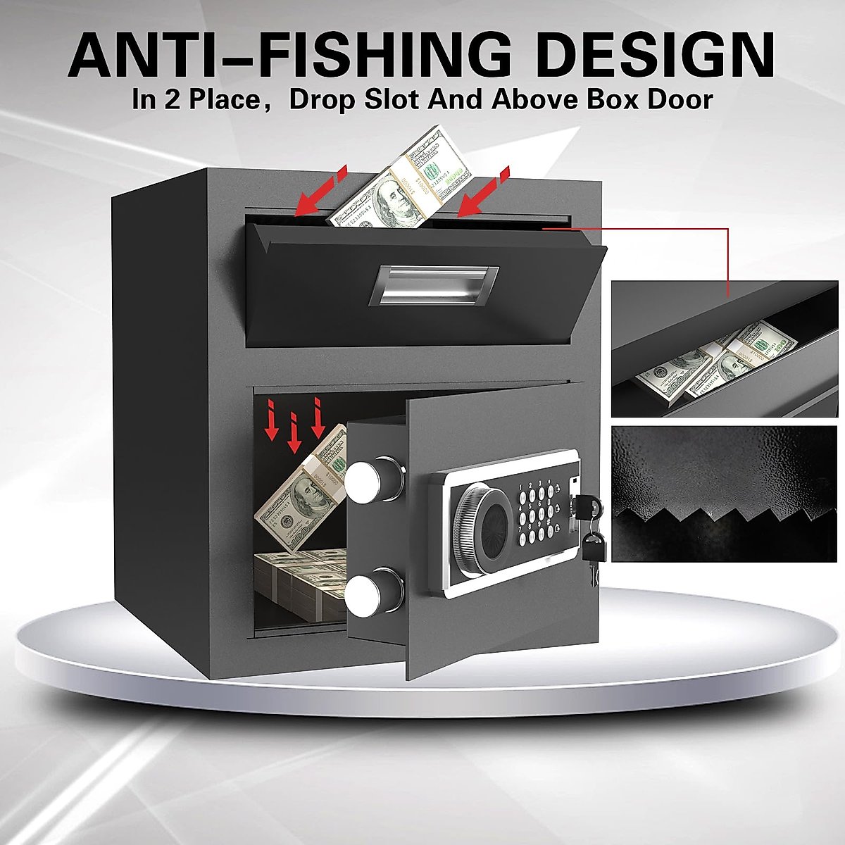 2 Cub Security Business Safe and Lock Box with Digital Keypad,Drop Slot Safes with Front Load Drop Box for Money and Mail,Business