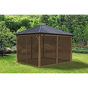 Garden Sunny Gazebo Mosquito Netting Screen 4-Panels Universal Replacement for Patio, Outdoor Canopy, Garden and Backyard (Only Netting) (10'x10', Khaki)