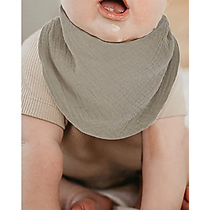 Muslin Bandana Bibs, Soft Absorbent 2 Layers Drool Bibs with Adjustable Snap Closure, Multi-Use Scarf Bibs for Heavy Droolers Baby Girls Boys Unisex Newborns Infants Toddlers (8 Solid color)