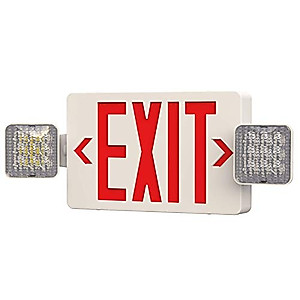 Garrini LED Emergency Light Combo Exit Sign Rectangular Adjustable Lamp 2-Heads UL Certified GC4 for Apartments Hotels Hospitals Offices