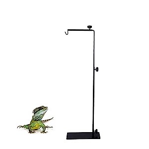 kathson Lamp Stand for Reptile Bearded Dragon Tank Accessories Fixed Bracket Heating Lamp Holder Adjustable for Spiders Lizards Turtles Amphibian Cold-Blooded Animals Black