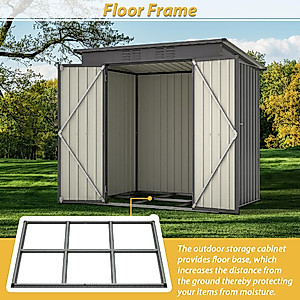 Large Metal Outdoor Storage Shed, 6 X 4 Foot Outdoor Storage Shed, Galvanized Metal Storage Shed for Outdoor Garden Sheds, Backyard Tool Storage Shed, Lawn, Terrace Black