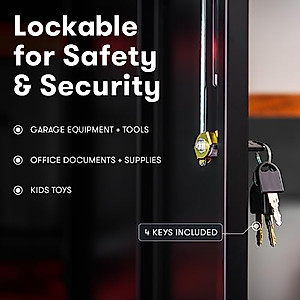 Metal Garage Storage Cabinet - 71-inch Tall Large Steel Utility Locker with Adjustable Shelves & Locking Doors - Garage Cabinets for Tool Storage and Ammo Locker - Black