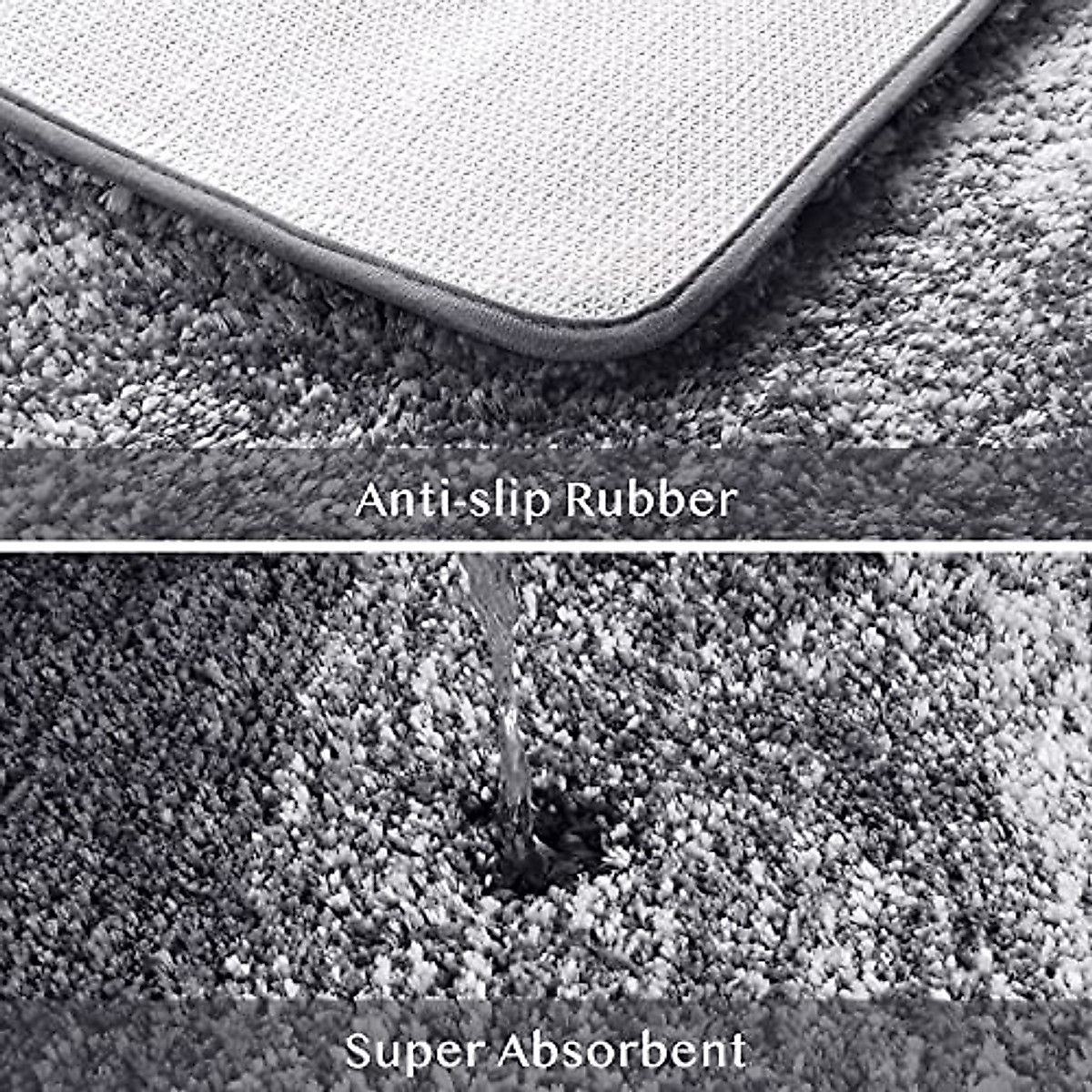 KMAT Bathroom Rugs Bath Mat 16"x24" Luxury Soft Shaggy Absorbent Bathroom Mats Non Slip Plush Bathmat Runner Carpet Bath Mats for Bathroom Floor Tub and Shower