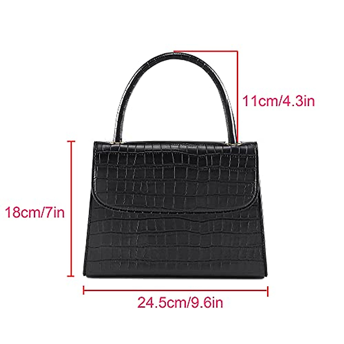 Ayliss Women Small Crocodile Tote Clutch Shoulder Handbag Classic Troc Purse Wallet Bag Top Handle Handbag PU Leather Zipper (Black #1)