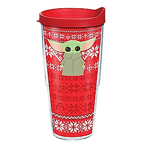Tervis Star Wars The Mandalorian Christmas Holiday Sweater Made in USA Double Walled Insulated Tumbler Cup Keeps Drinks Cold & Hot, 24oz, Classic