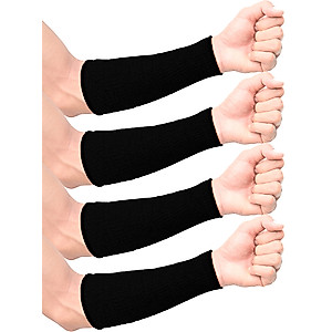 Geyoga 2 Pairs Cut Resistant Sleeves Bite-Proof Arm Protectors Arm Protection Sleeves Guard (Black, 22 cm)