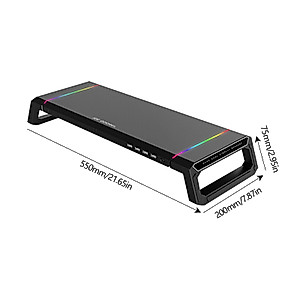 Monitor Stand Riser, Adjustable Height PC Stand Riser, RGB 4 USB3.0 Hub Ports, Foldable Computer Monitor Riser, Monitor Stand Riser For Desk, T1 Ergonomic PC Stand Riser Organizer, Desk Accessories