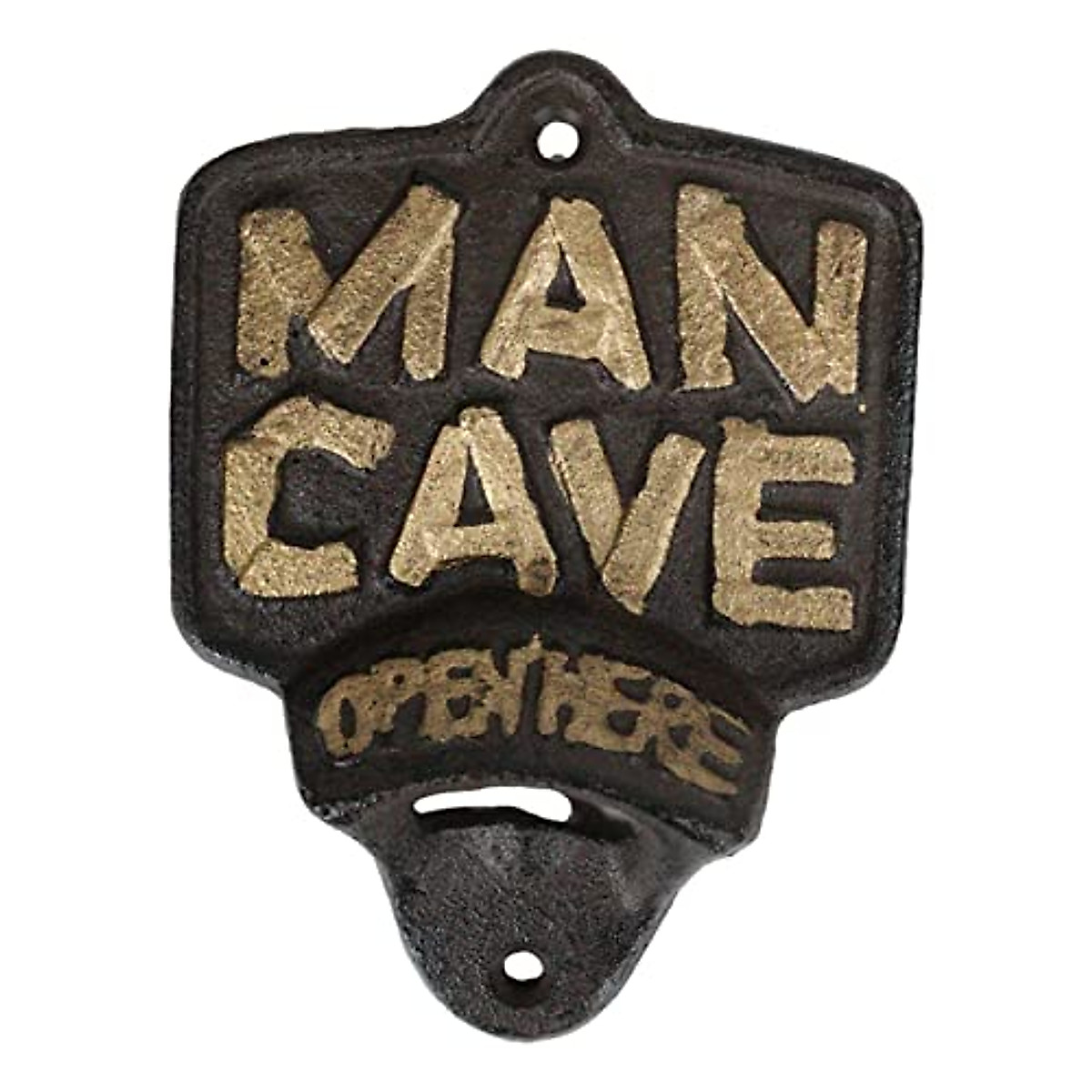 Ebros Gift Rustic Western Vintage Man Cave Open Here Cast Iron Rust Bronze Finish Metal Wall Soda Beer Bottle Cap Opener 5" High Home Office Cabin Lodge Country Ranch Home Party Accent (1)