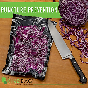 The Kind Bag Vacuum Seal Bags for Food; Food Grade, BPA Free & Freezer Safe; Airtight, Odor Free and Moisture Free; Commercial Grade 3mil Clear & Black; 8x12 inch Pre Cut Bags (100ct)