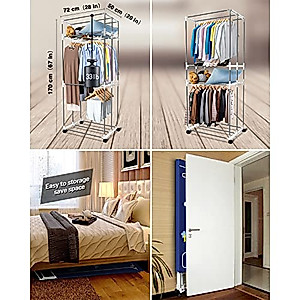 Portable Dryer 1600W-67 Inch Clothes Dryer,Foldable 3-Tier Electric Clothes Drying Rack,Energy Saving (Anion) Clothing Dryers Digital Automatic Timer Airer for Apartment House RV