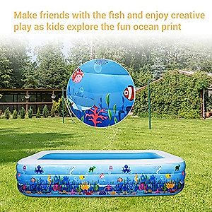 AsterOutdoor Inflatable Swimming Pool Full-Sized Above Ground Kiddle Family Lounge Pool, 80"x 55"x 23" Thickened, Blow Up for Backyard, Garden, Party, Blue