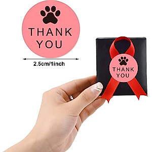 Aisatisforu Thank You Stickers Small Business 500 Pcs Per Roll 1 Inch Dog Paw Design Thank You Sticker Labels for Small Business Envelope Seals, Packaging Online Retailers Boutiques Shops
