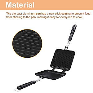 Sandwich Maker, Double-Coated Non-Stick Grilled Sandwich and Panini Maker, Hot Sandwich Maker Pan Nonstick Aluminum Flip Pan