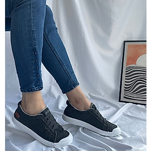 JENN ARDOR Womens Shoes Slip On Canvas Sneakers Fashion Comfortable Low-Top Casual Walking Shoes