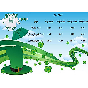LENSOUS Infant Baby Girls Mommy's Lucky Charm ST. Patrick's Day Green Tutu Dress Skirts Set (Green, 3-6 Months)