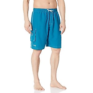 TYR Men's Solid Challenger Swim Short, Ocean Blue, S