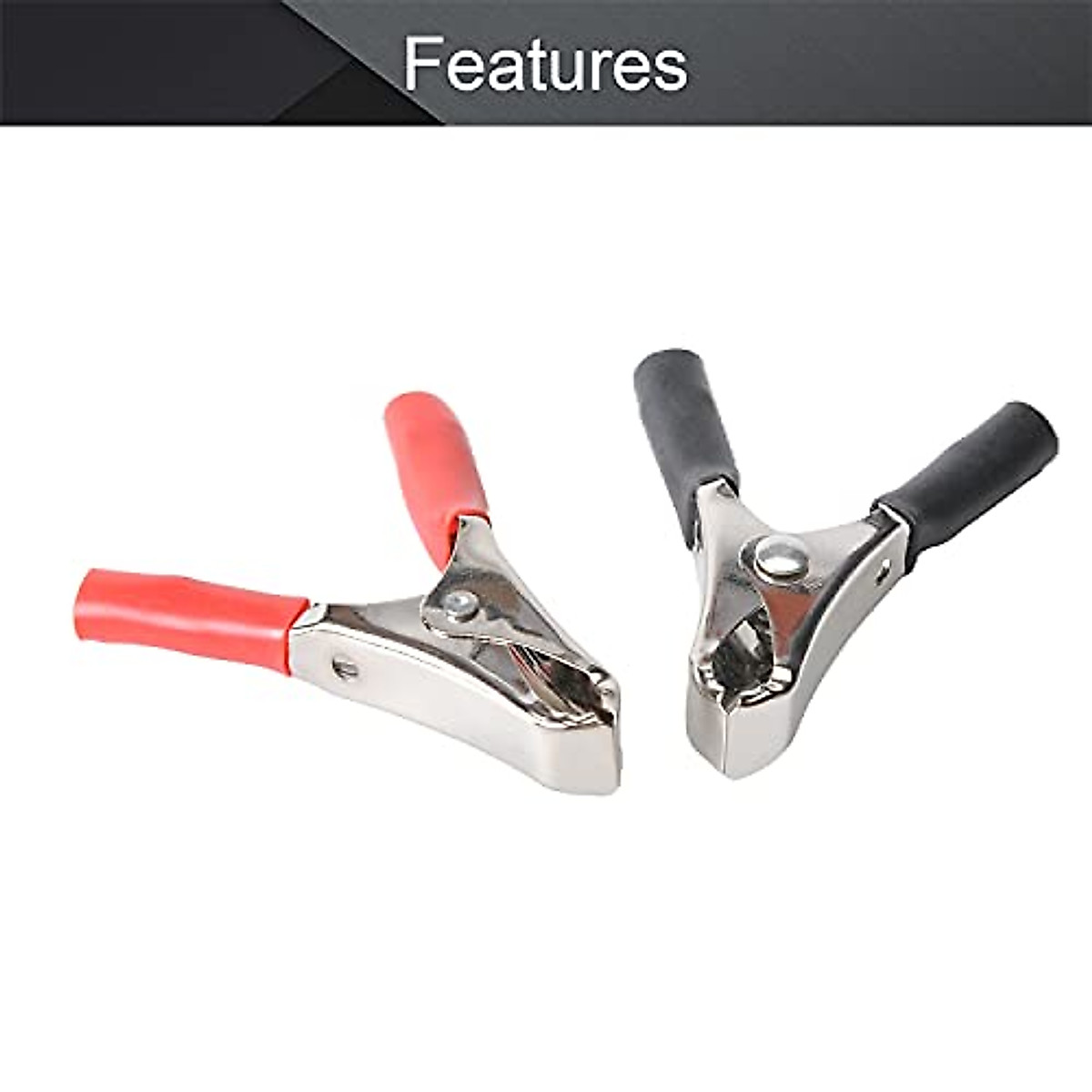 Fielect 2Pcs 10A Heavy-Duty Insulated Alligator Clips,Battery Crocodile Electrical Test Clamps,Battery Charger Clamp for Car Auto Vehicle Boat Red and Black
