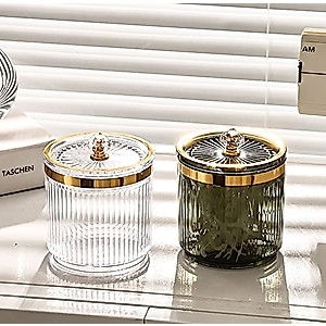 RockTrend Plastic Cotton Swab Ball Box Pad Holder Floss Organizer Box Clear Container Dispenser-Green