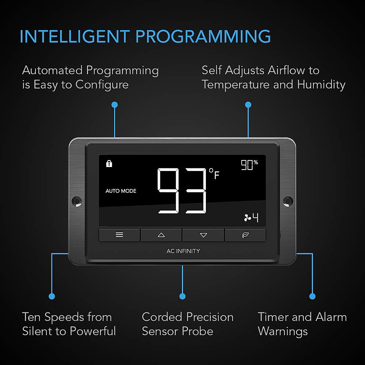 AC Infinity AIRBLAZE T10, Universal Fireplace Blower Fan Kit 10" with Temperature and Speed Controller, Compatible with Lennox, Hearth Glo, Majestic, Rotom Fireplaces, for Home Heat Circulation